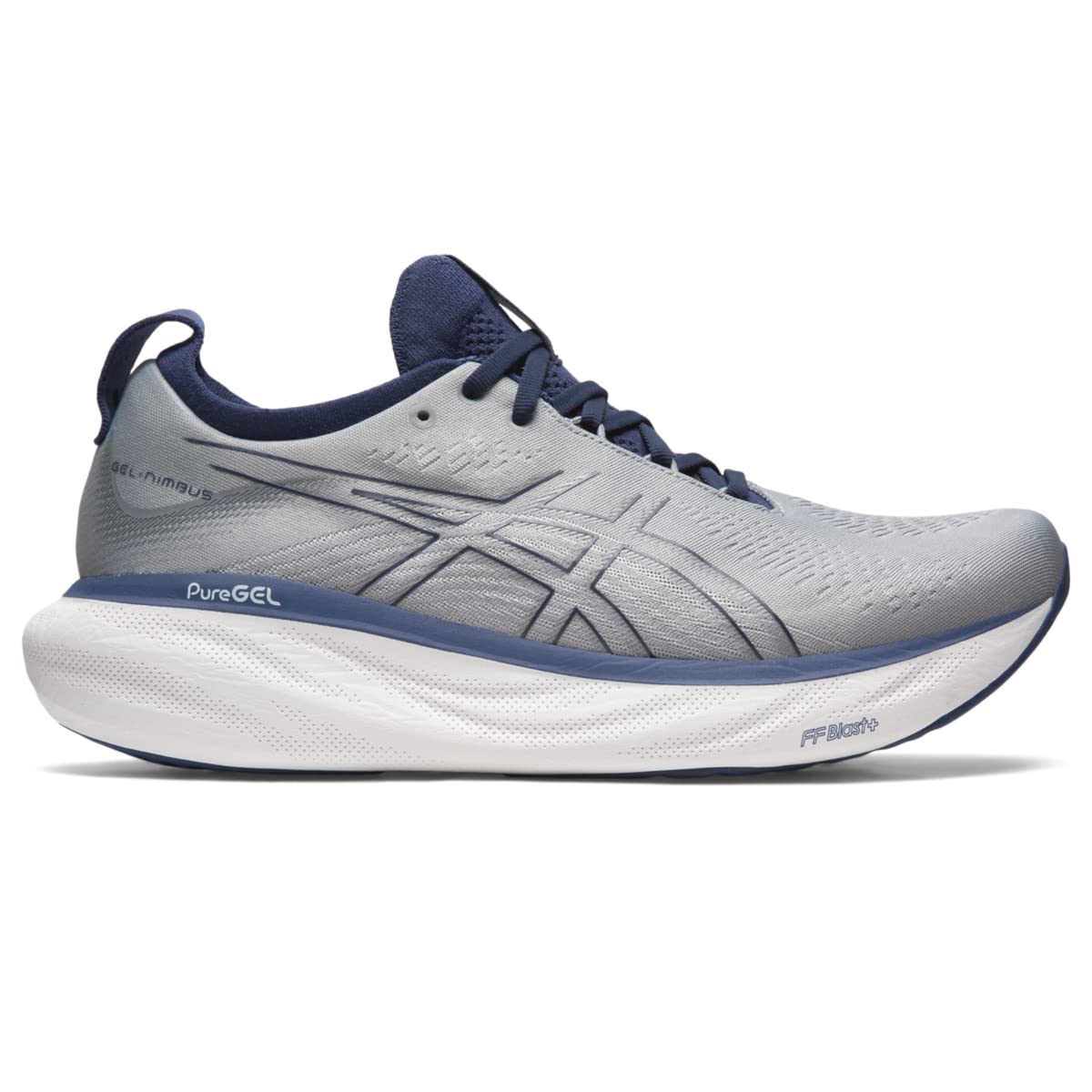 ASICS Men's Gel-Nimbus 25 Running Shoes, 9, Sheet Rock/Indigo Blue