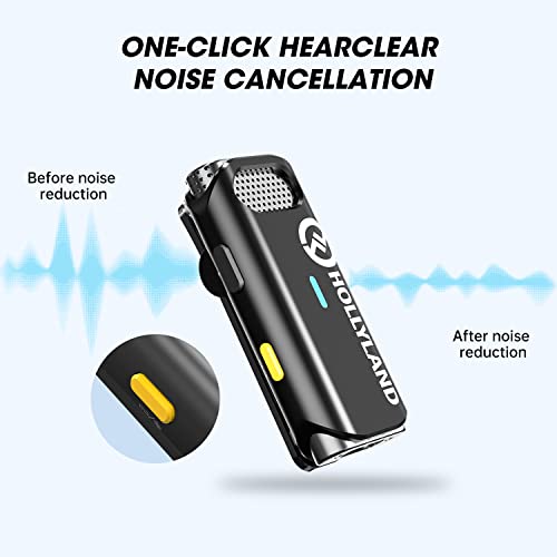 Hollyland Lark M1 Wireless Lavalier Microphone, Compact Lapel mic with Noise Canceling, 656FT Range, 8H Video Recording, Compatible with iPhone, Camera, Android - No Charging Case