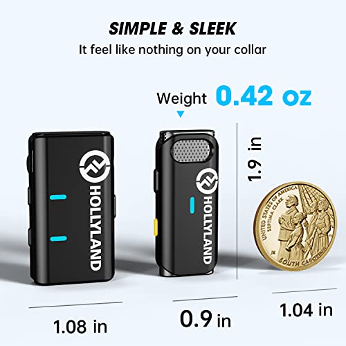 Hollyland Lark M1 Wireless Lavalier Microphone, Compact Lapel mic with Noise Canceling, 656FT Range, 8H Video Recording, Compatible with iPhone, Camera, Android - No Charging Case