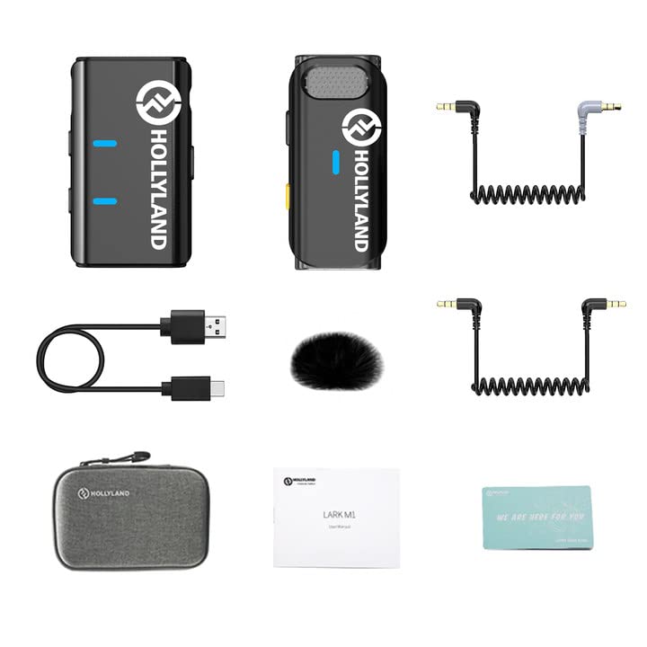 Hollyland Lark M1 Wireless Lavalier Microphone, Compact Lapel mic with Noise Canceling, 656FT Range, 8H Video Recording, Compatible with iPhone, Camera, Android - No Charging Case