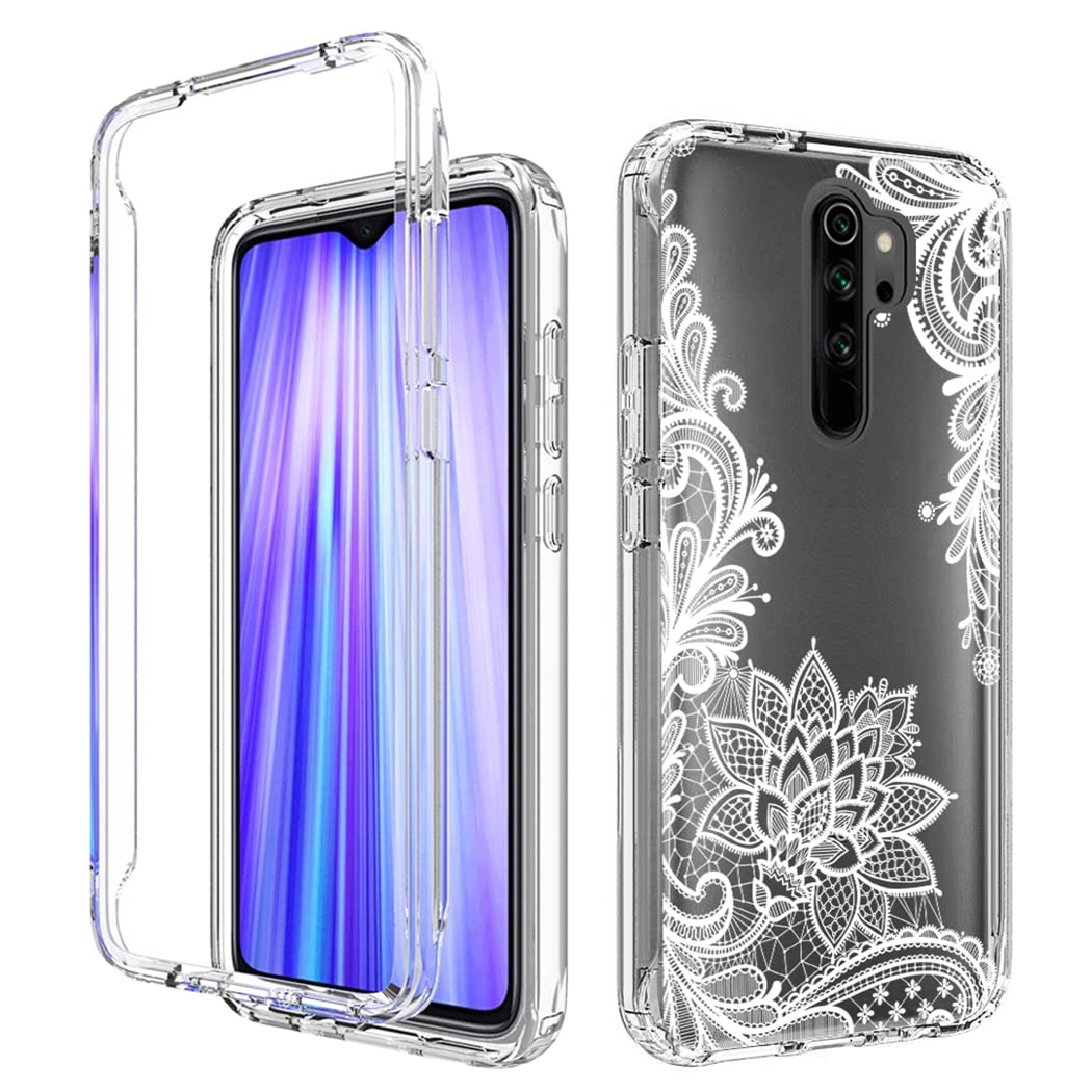 Tothedu Phone Case for Redmi Note 8 Pro M1906G7I Case with Tempered-Glass Screen Protector, Cute Clear Mandala Pattern Full Body Protective Cover Cases for Xiaomi Redmi Note 8 Pro (Mandala)
