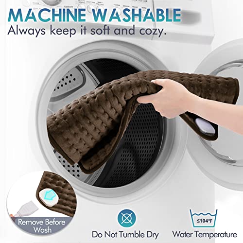 DAILYLIFE Heated Foot Warmers, 20"x24" Electric Heating Pad for Feet with 6 Heat Settings, Overheating Protection, 2 Hours Auto-Off, Machine Washable, Brown
