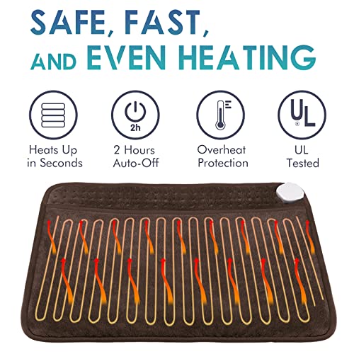 DAILYLIFE Heated Foot Warmers, 20"x24" Electric Heating Pad for Feet with 6 Heat Settings, Overheating Protection, 2 Hours Auto-Off, Machine Washable, Brown