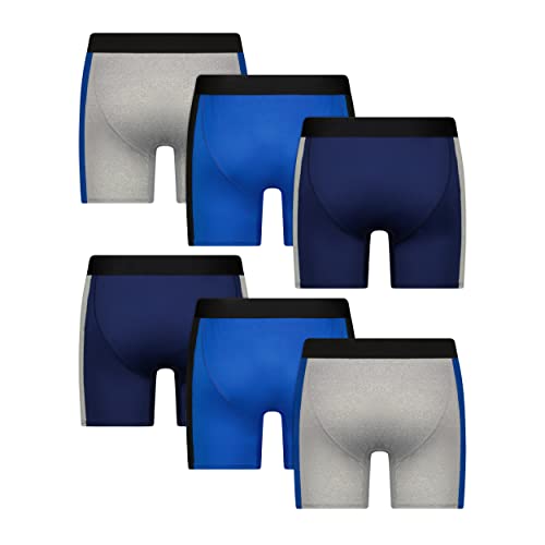 Everlast Mens Boxer Briefs Breathable Underwear for Men - 6 Pack Active Performance Mens Underwear (Large, Grey/Blue/Light Navy)