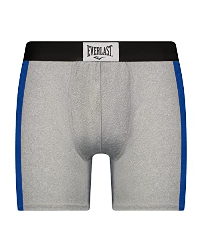 Everlast Mens Boxer Briefs Breathable Underwear for Men - 6 Pack Active Performance Mens Underwear (Large, Grey/Blue/Light Navy)