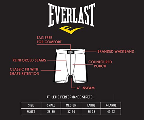 Everlast Mens Boxer Briefs Breathable Underwear for Men - 6 Pack Active Performance Mens Underwear (Large, Grey/Blue/Light Navy)