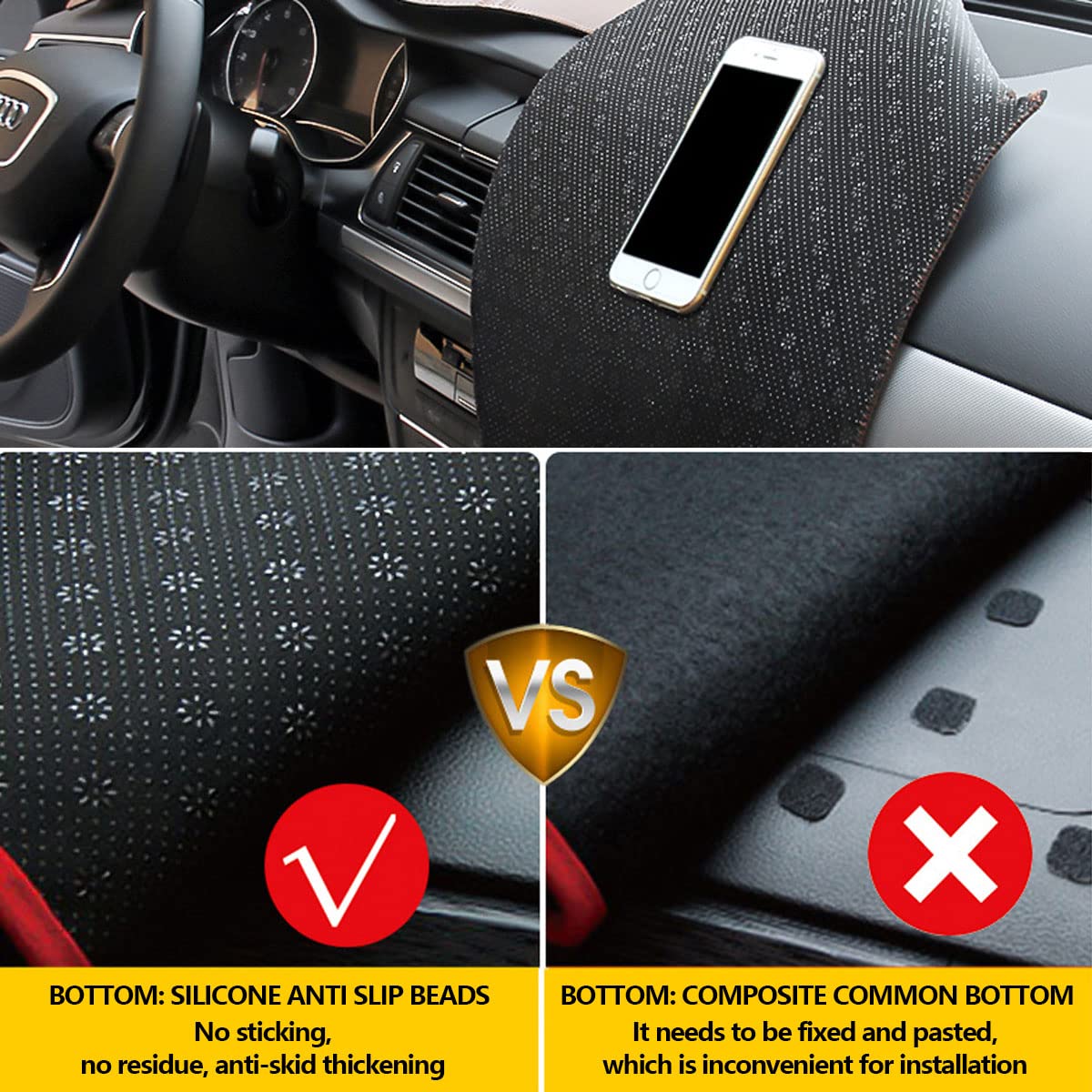 AUQDD Dashboard Cover Flannel Dash Mat Custom Compatible with 2016 2017 2018 2019 2020 2021 2022 2023 Toyota Tacoma, Anti-Glare, Anti-Reflection, No Peculiar Smell - with Storage Compartment