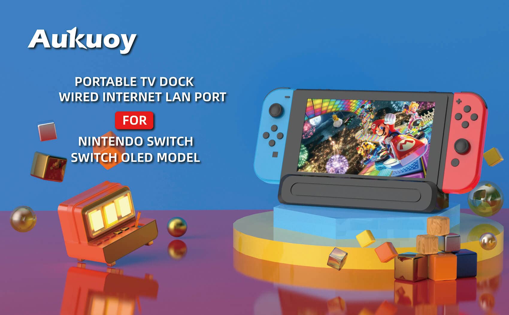 TV Docking Station with 1000M Ethernet for Nintendo Switch,Charging Dock for Nintendo Switch Portable Dock Station,3-Port USB 2.0,USB C to HDMI 4K for Switch, Switch OLED(Not Supported Switch lite)