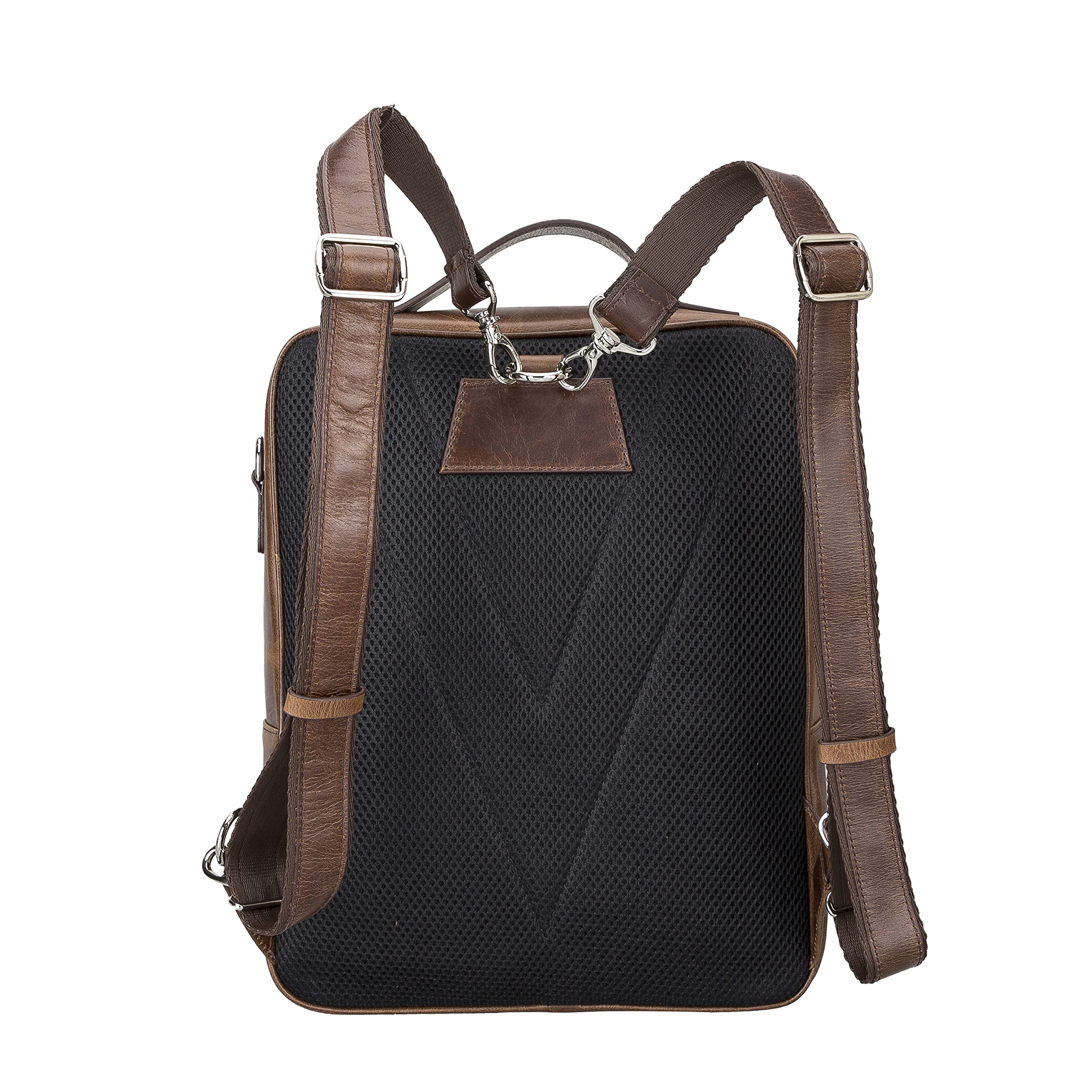 Bayelon Genuine Leather Backpack Vintage Laptop Bag for Women & Men, Travel Daypack, School Bag, Slim Business Bag (Dark Brown)