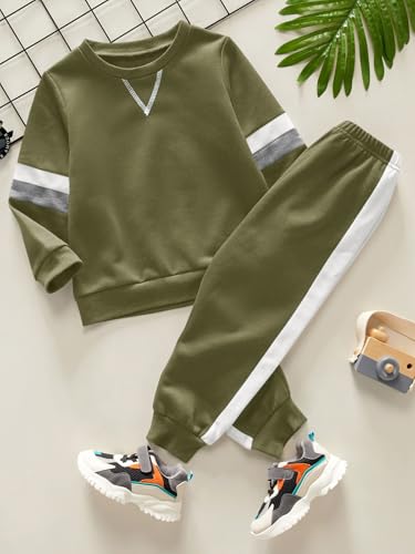 Valphsio Boy's Color Block Tracksuits Casual Sweatshirt Sports Pants Outfit Sets