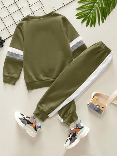 Valphsio Boy's Color Block Tracksuits Casual Sweatshirt Sports Pants Outfit Sets