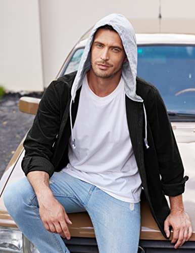 COOFANDY Men's Corduroy Jacket Long Sleeve Regular Fit Button Down Winter Shirt Shacket