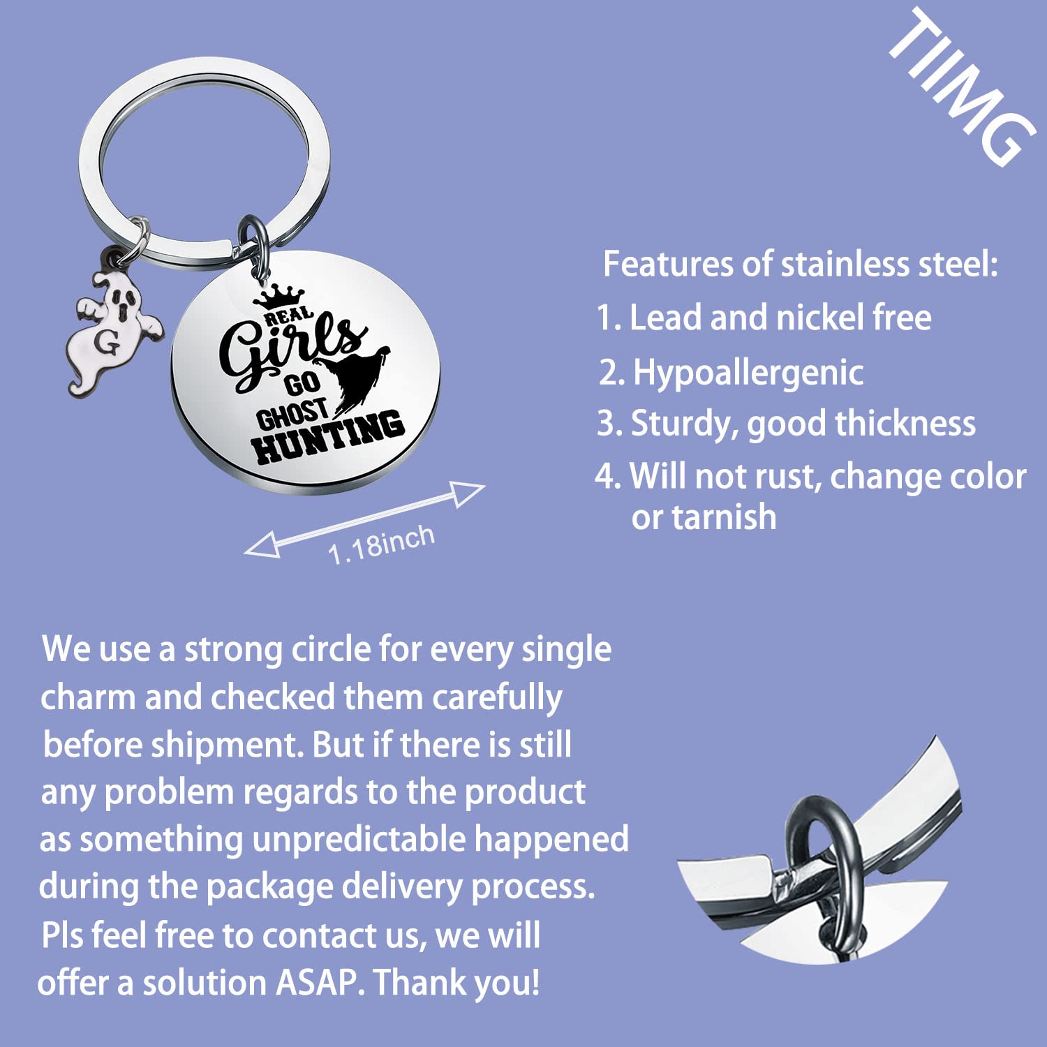 TIIMG Funny Paranormal Gift Real Girls Go Ghost Hunting Keychain for Ghost Hunter (GHOST HUNTING)