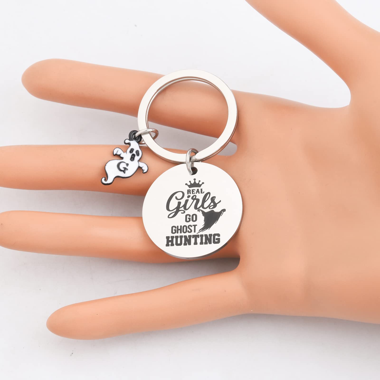 TIIMG Funny Paranormal Gift Real Girls Go Ghost Hunting Keychain for Ghost Hunter (GHOST HUNTING)