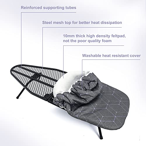 Duwee 12"x30"Table top Ironing Board with Thicken Felt Padding,Heat Resistant Cover,Foldable Ironing Boards with Stainless Steel Hook for Easy Storage