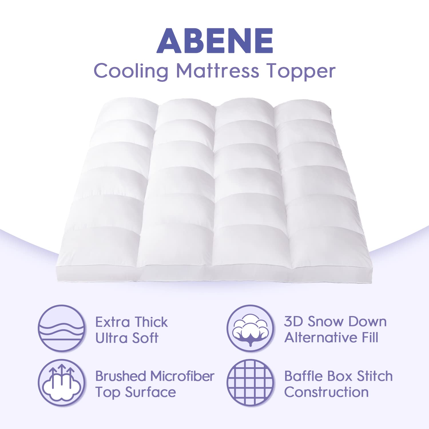 ABENE Mattress Topper Short Queen for Back Pain Relief, Extra Thick Mattress Pad Pillowtop, Soft Mattress Protector Cover with 8"-21" Deep Pocket, Overfilled Down Alternative Filling (White)