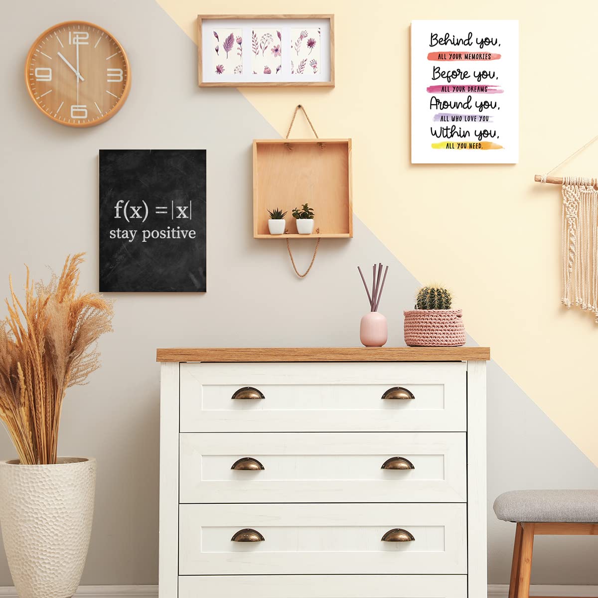 Funny Educational Canvas Wall Art-Saty Positive Poster Canvas Prints Framed Wall Art Painting Ready to Hang for Classroom/Math Room/School Decor-12 x 15 Inches