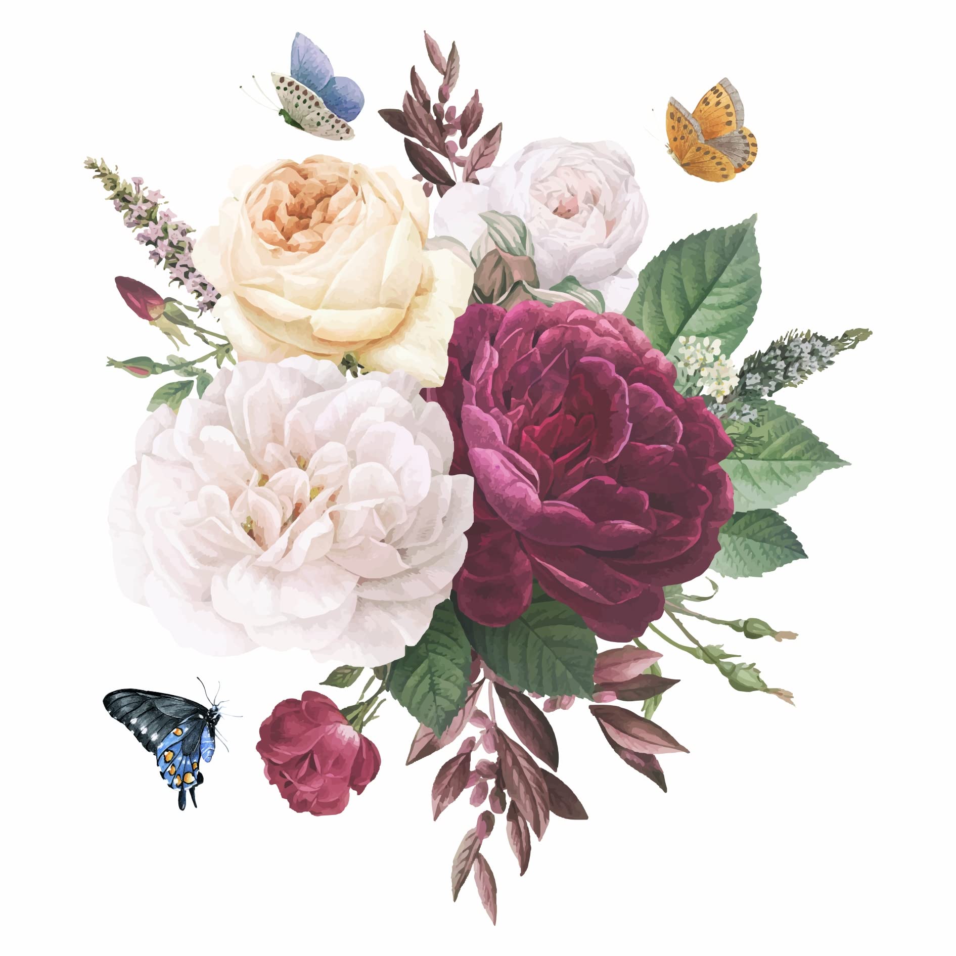 Bouquet Rub on Transfer, 6 x 6 inch Sheet - Dry Rub-On/Off Transfers Stickers for Decoupage Scrapbooking Crafts Mixed Media Collage Art