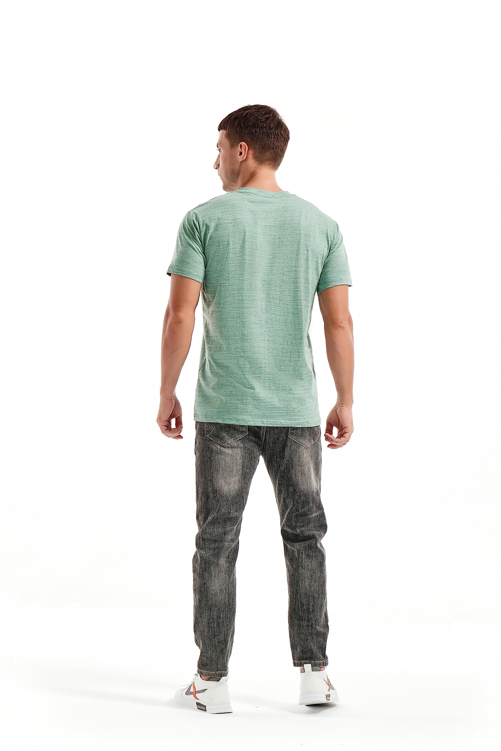 KLIEGOU Men's V Neck T Shirts - Casual Stylish Fitted Tees for Men Light Green-Grey XL