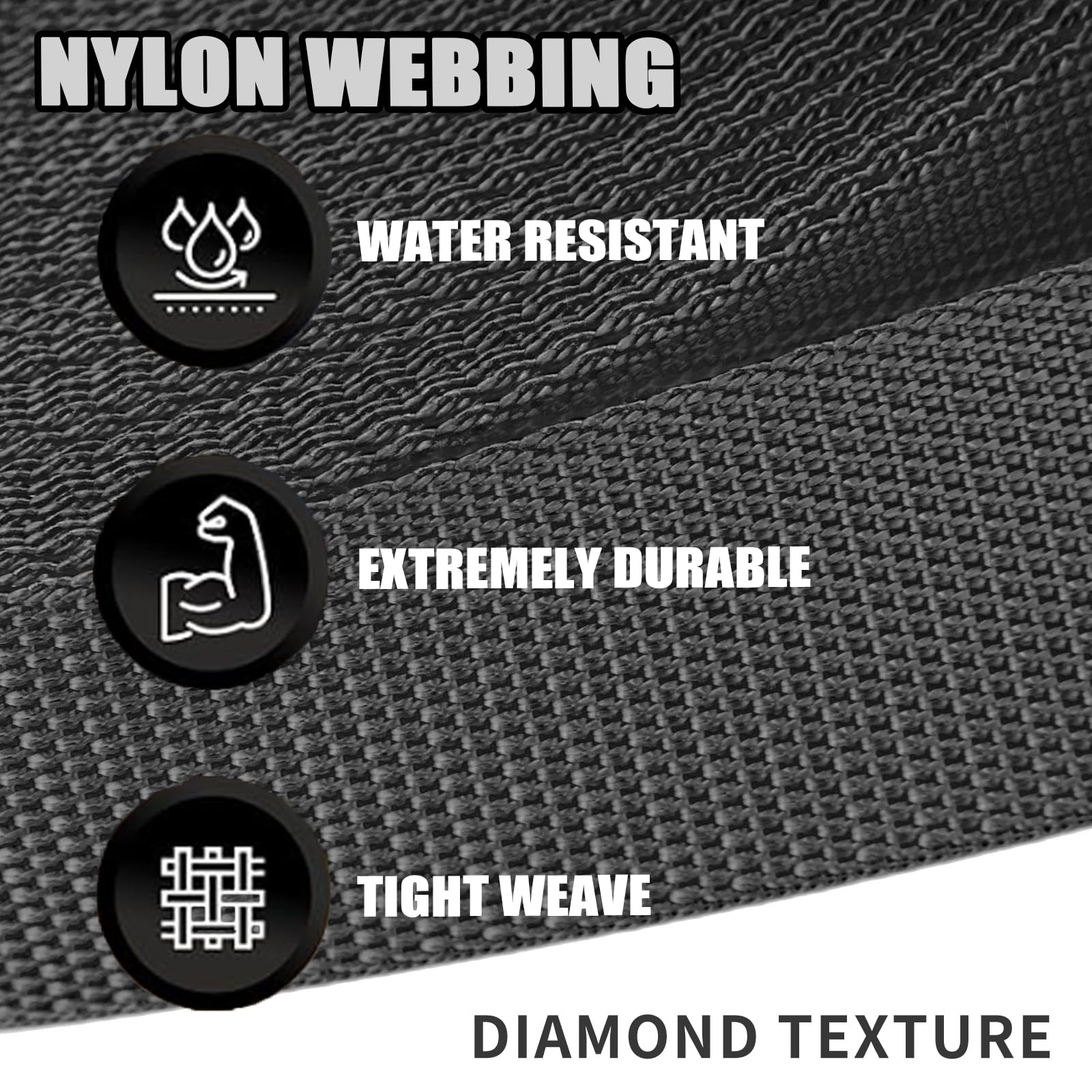 Nylon Webbing 1 Inch 1.5 Inch, Heavy Duty Nylon Webbing Strap 12 Yard, Durable Nylon Strapping for Indoor or Outdoor Gear, DIY Crafting, Repairing, (Black, 12 Yard)