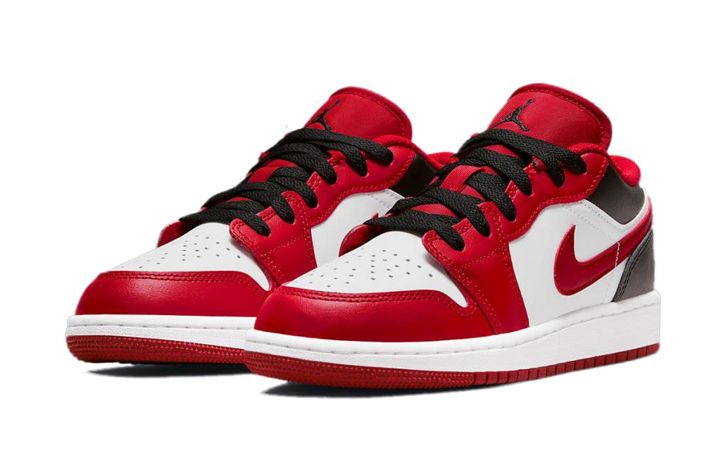 Nike Jordan Youth Air 1 Low GS 553560 163 - Size 6.5Y White/Gym Red-Black