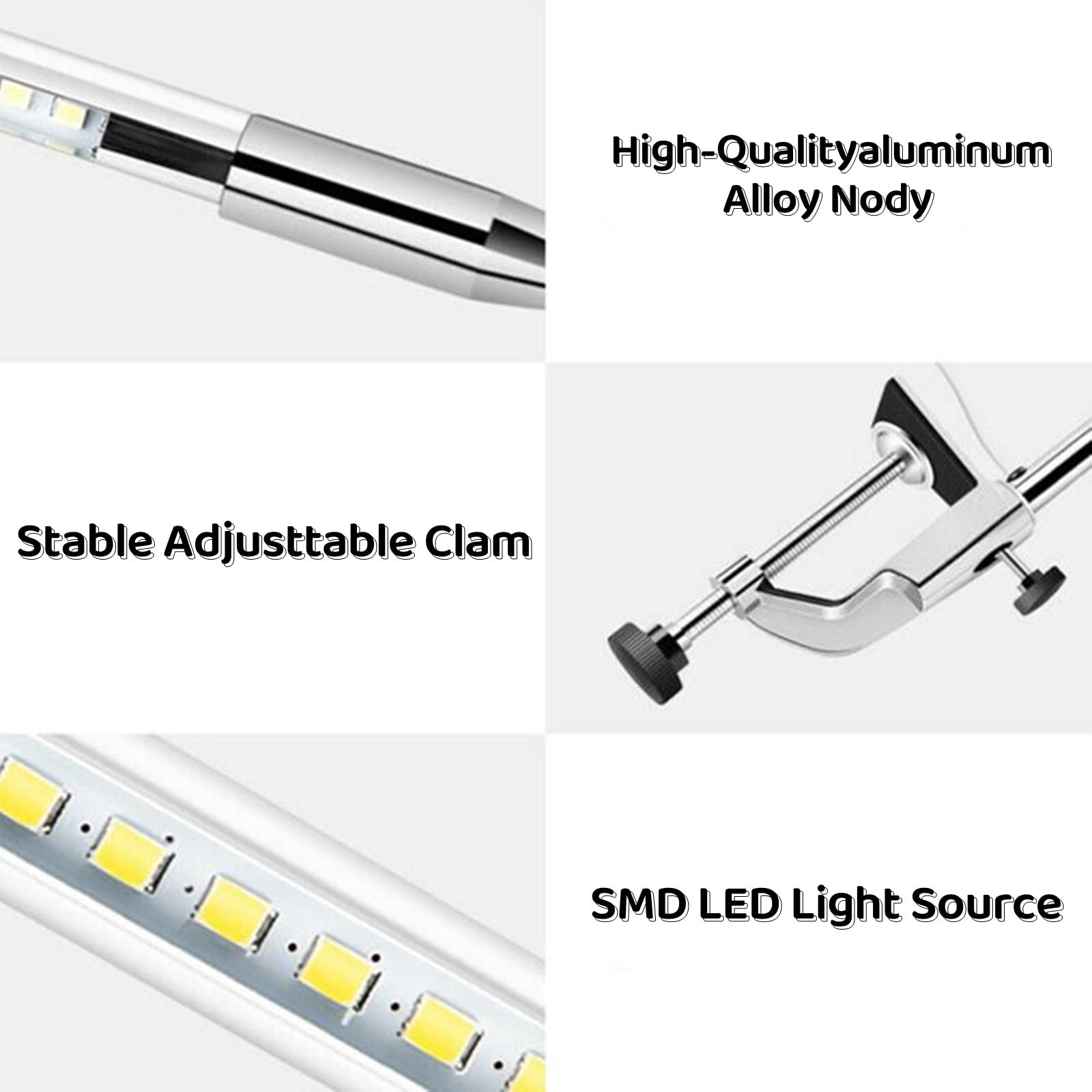 lishumei Desk Lamp with Clamp, 3 Modes 10 Brightness 360° Rotation Eye-Caring Reading Light,8W Long Flexible Gooseneck, Architect Task Lamp, USB Clamp Light for Home Office Manicure Reading