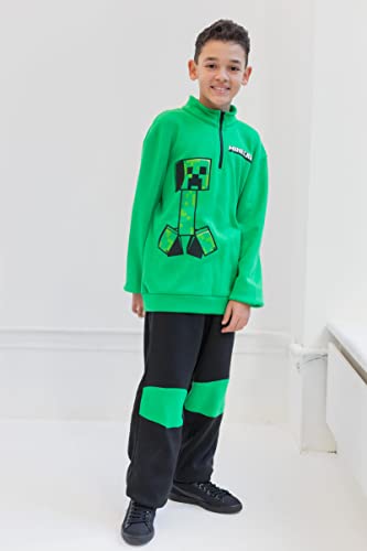 Minecraft Creeper Little Boys Fleece Half Zip Sweatshirt & Pants Set Green 7-8