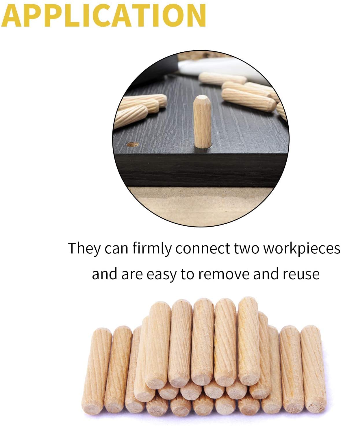 Furniture Cabinet Connector or Desk Top Fastener Hardware Nuts Dowel Bolts Screw with Fluted Wood Dowel Pins,for Wardrobe Door Movers Broke Repair Replacement Locking Connecting 100 Pack(25 Set)