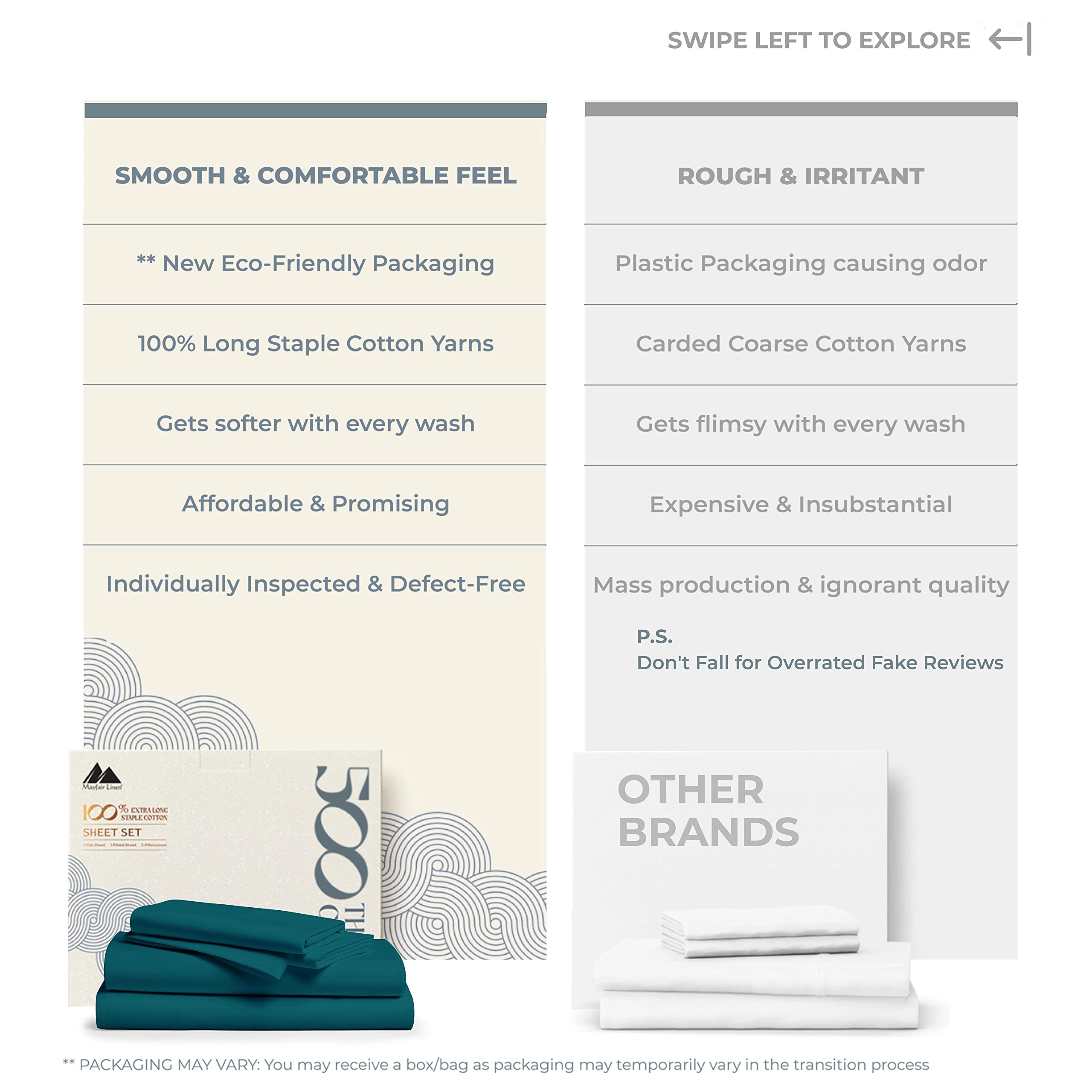 Mayfair Linen 500 Thread Count Full Cotton Sheets - 4 PC Full Size Bed Sheet Set Cotton (Teal), Soft, Cooling, Sateen Hotel-Quality 16" Deep Pocket Bedsheet for Hot Sleepers (Fits 18" Mattress)
