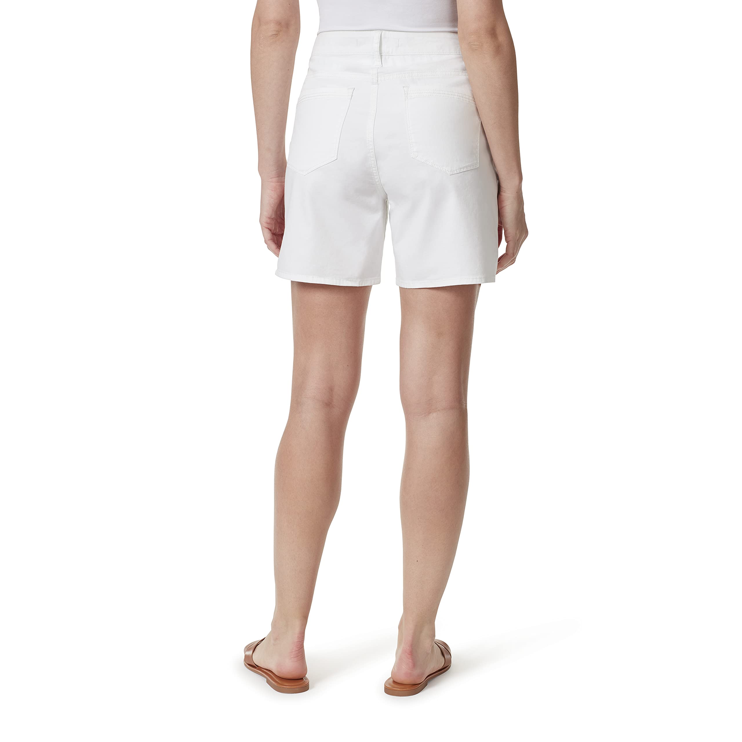 Bandolino Women's Amalia Classic High Rise 6" Jean Short, White-Embroidery, 16