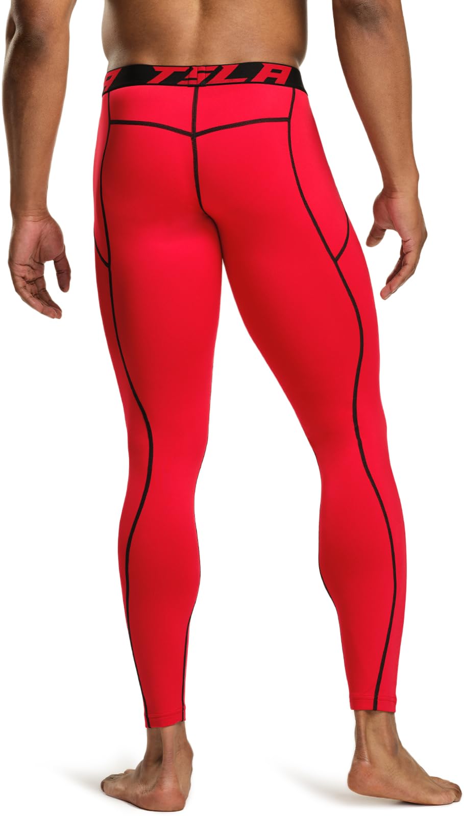 TSLA Men's Thermal Compression Pants, Athletic Sports Leggings & Running Tights, Wintergear Base Layer Bottoms, 2pack Tights Black/Red, Small
