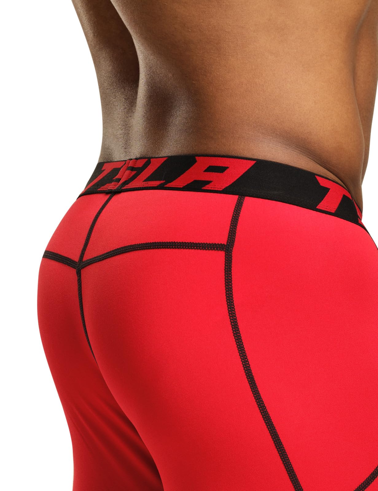 TSLA Men's Thermal Compression Pants, Athletic Sports Leggings & Running Tights, Wintergear Base Layer Bottoms, 2pack Tights Black/Red, Small