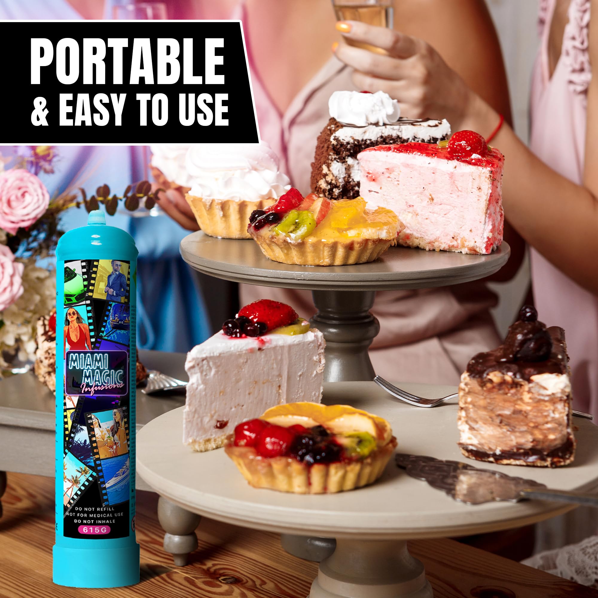 Miami Magic Canisters for Whipped Cream Charger, High-Premium Whip Propellant, Perfect for Cooking, Drinks and Cocktails - 580g (6 cylinders)
