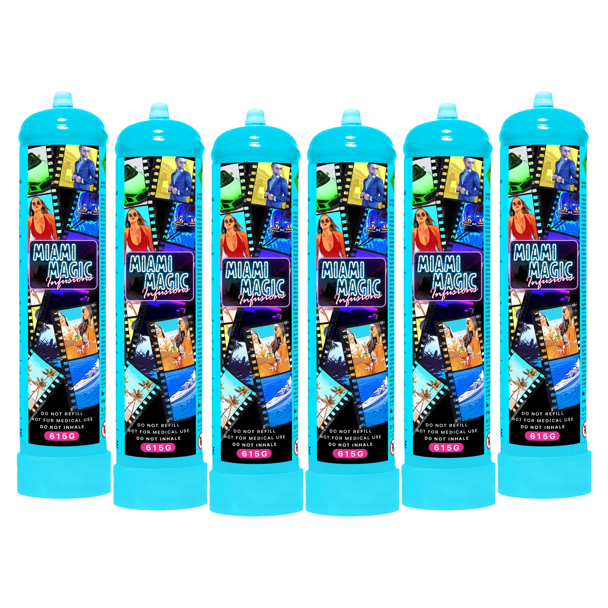 Miami Magic Canisters for Whipped Cream Charger, High-Premium Whip Propellant, Perfect for Cooking, Drinks and Cocktails - 580g (6 cylinders)