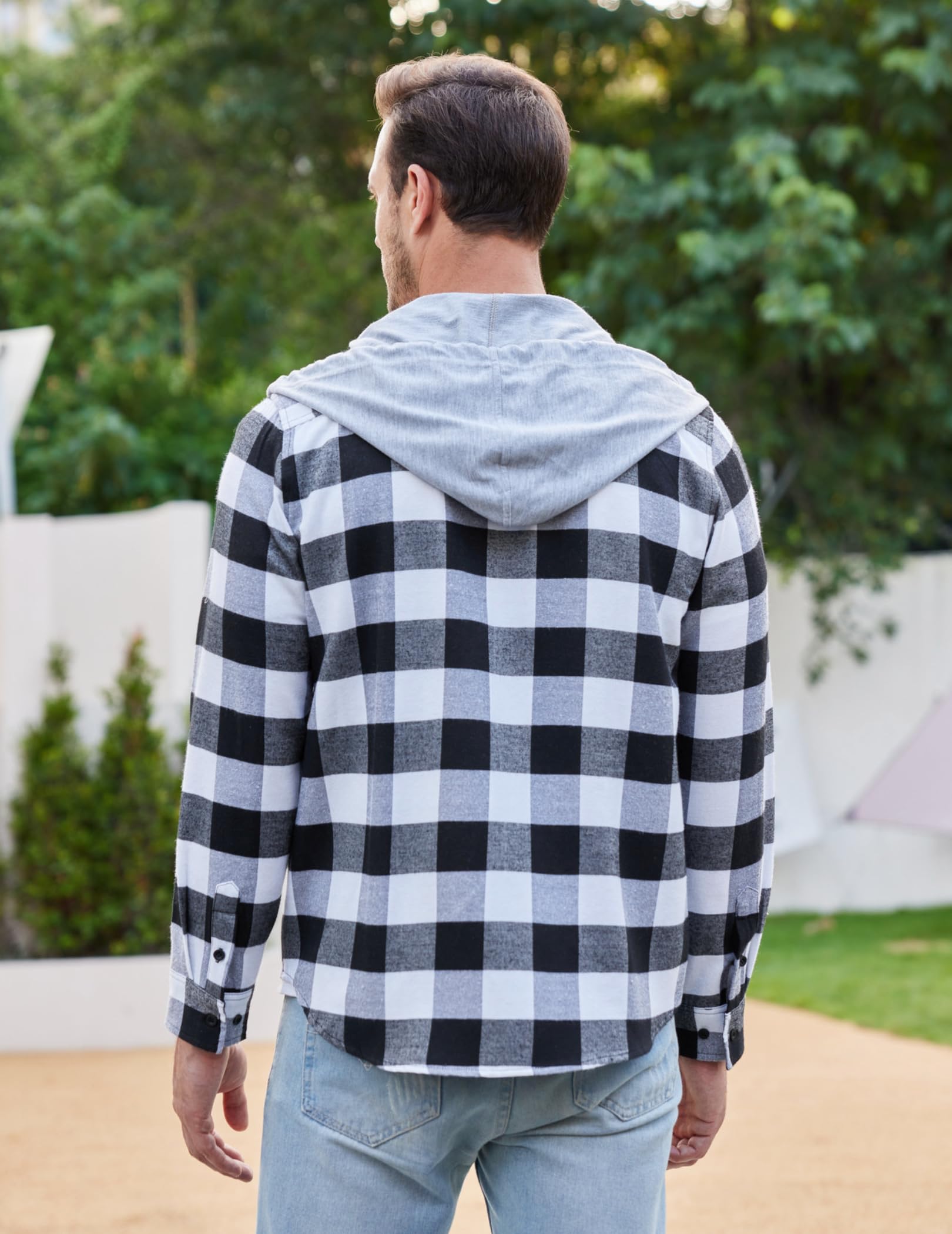 COOFANDY Men's Fleece Shirt Hipster Hoodie Long Sleeve Button Down Drawstring Sweatshirt