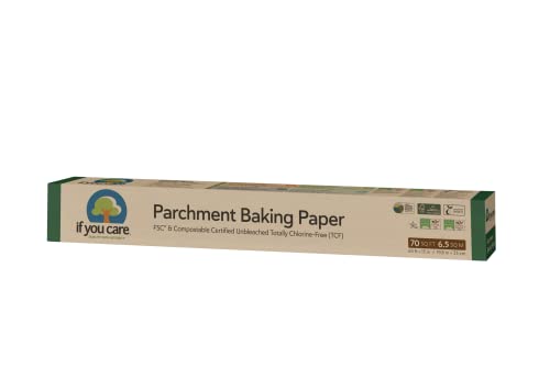 If You Care Parchment Baking Paper 70 Sq Ft Roll, Unbleached, Chlorine Free, Greaseproof, Silicone Coated, Standard Size, Fits 13 Inch Pans