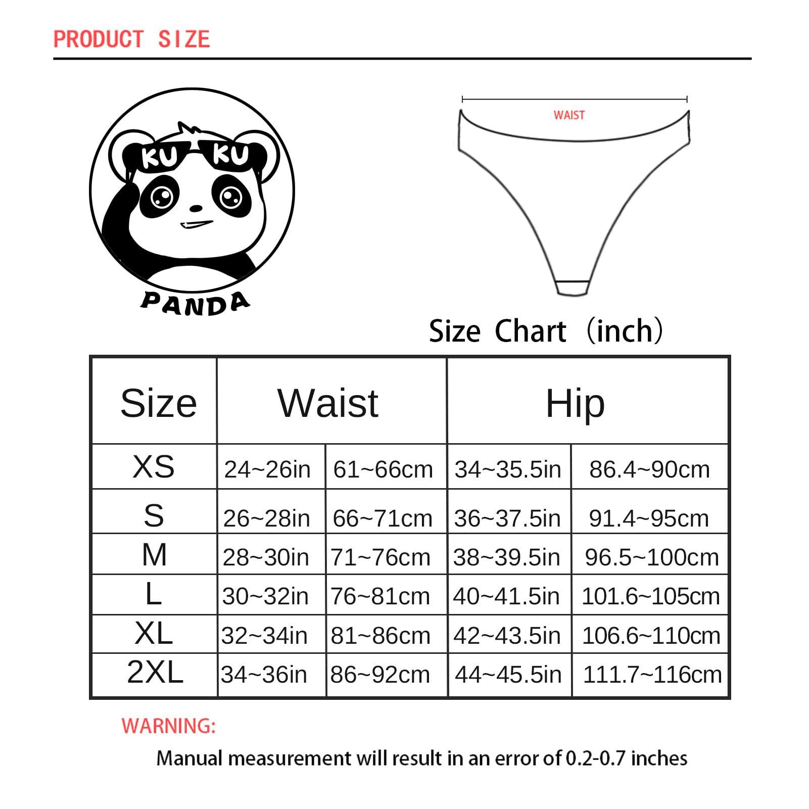 KUKU PANDA Sexy G String Thongs for Women Stretchy Cotton Panties Ladies No Show Underwear 6 Pack Set (B/W/R/Leopard, Medium)
