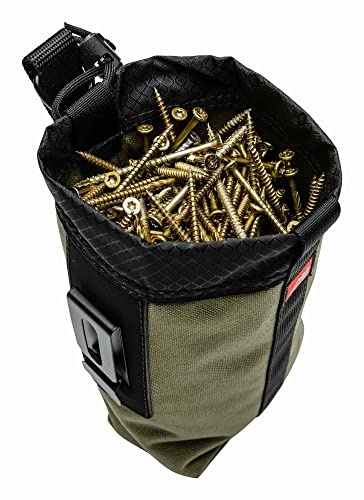 Diamondback DB Sax Tool Pouch with Belt Clip - Modular Clip On Tool Pouch for Belts, Vests, and Panels - Ideal Carpenter and Electrician Tool Pouch for Nails and Screws (Green with Black Webbing)