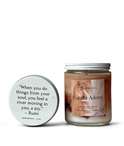 Borne Real, Vanilla Adore, Aromatherapy Scented Candles for Home, Smells Like caramelized Sugar & Vanilla, Candles of Stress Relief, 100% Natural Coconut Wax