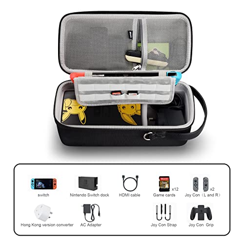 UYIYE Carrying Storage Case for Nintendo Switch/Switch OLED Model (2022),Portable Travel All Protective Hard Messenger Bag Soft Lining 16 Games for Switch Console Pro Controller & Accessories black