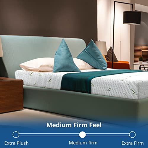 FONTOI Full Size Mattress in a Box, 8 inch Bed Mattresses Made in USA with Breathable Bamboo Cover, Cooling Gel Green Tea Memory Foam, Medium Firm (8IN-MDR-Full)