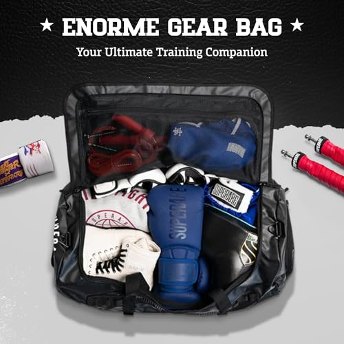 Superare Enorme Gear Bag β Versatile Gym Bag, Backpack Duffle Bag Combo, Ideal Boxing Duffle Bag or Duffle Bag for Men with Ventilation and Moisture-Resistant Fabric - Black