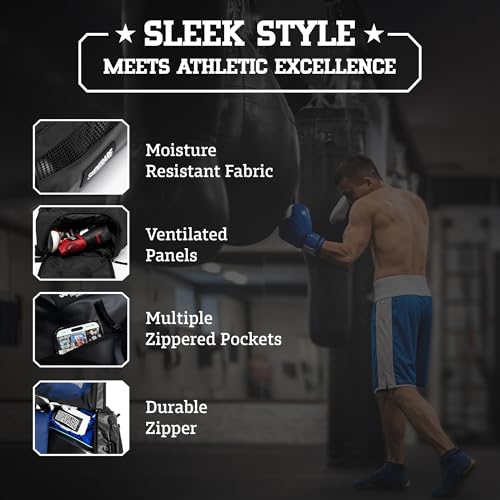 Superare Enorme Gear Bag β Versatile Gym Bag, Backpack Duffle Bag Combo, Ideal Boxing Duffle Bag or Duffle Bag for Men with Ventilation and Moisture-Resistant Fabric - Black