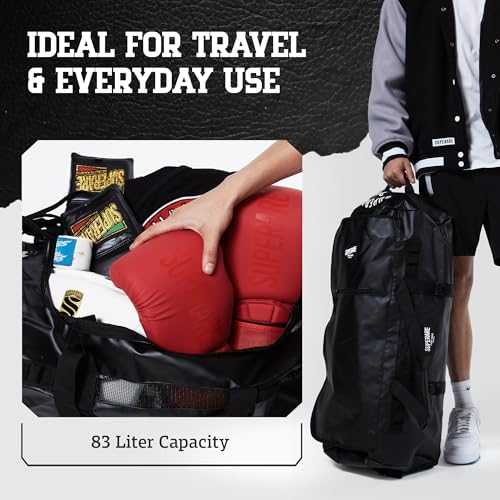 Superare Enorme Gear Bag β Versatile Gym Bag, Backpack Duffle Bag Combo, Ideal Boxing Duffle Bag or Duffle Bag for Men with Ventilation and Moisture-Resistant Fabric - Black