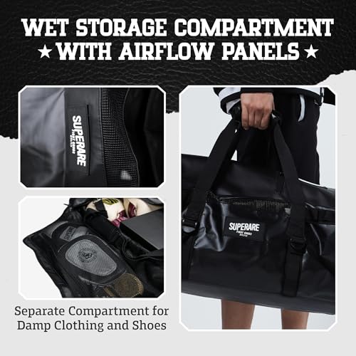 Superare Enorme Gear Bag β Versatile Gym Bag, Backpack Duffle Bag Combo, Ideal Boxing Duffle Bag or Duffle Bag for Men with Ventilation and Moisture-Resistant Fabric - Black