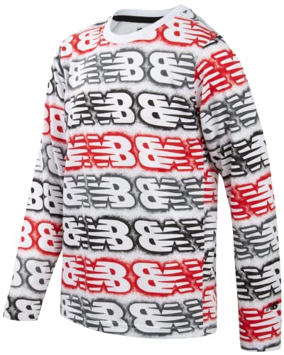 New Balance Boys' Jogger Set - 2 Piece Long Sleeve T-Shirt and Tricot Sweatpants (8-12), Size 10, White/Black