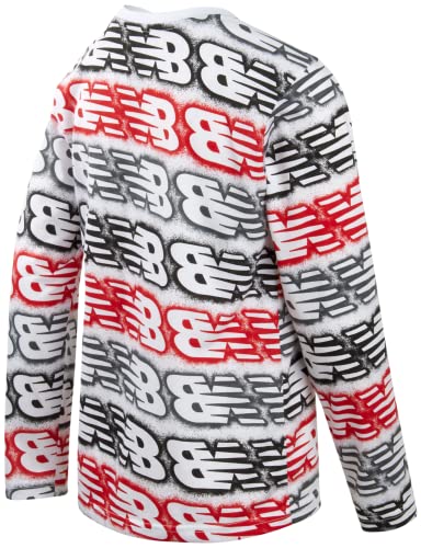 New Balance Boys' Jogger Set - 2 Piece Long Sleeve T-Shirt and Tricot Sweatpants (8-12), Size 10, White/Black