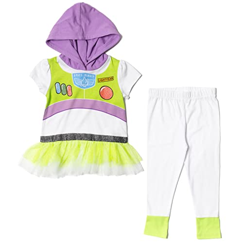 Disney Pixar Toy Story Buzz Lightyear Toddler Girls Cosplay T-Shirt Dress and Leggings 3T