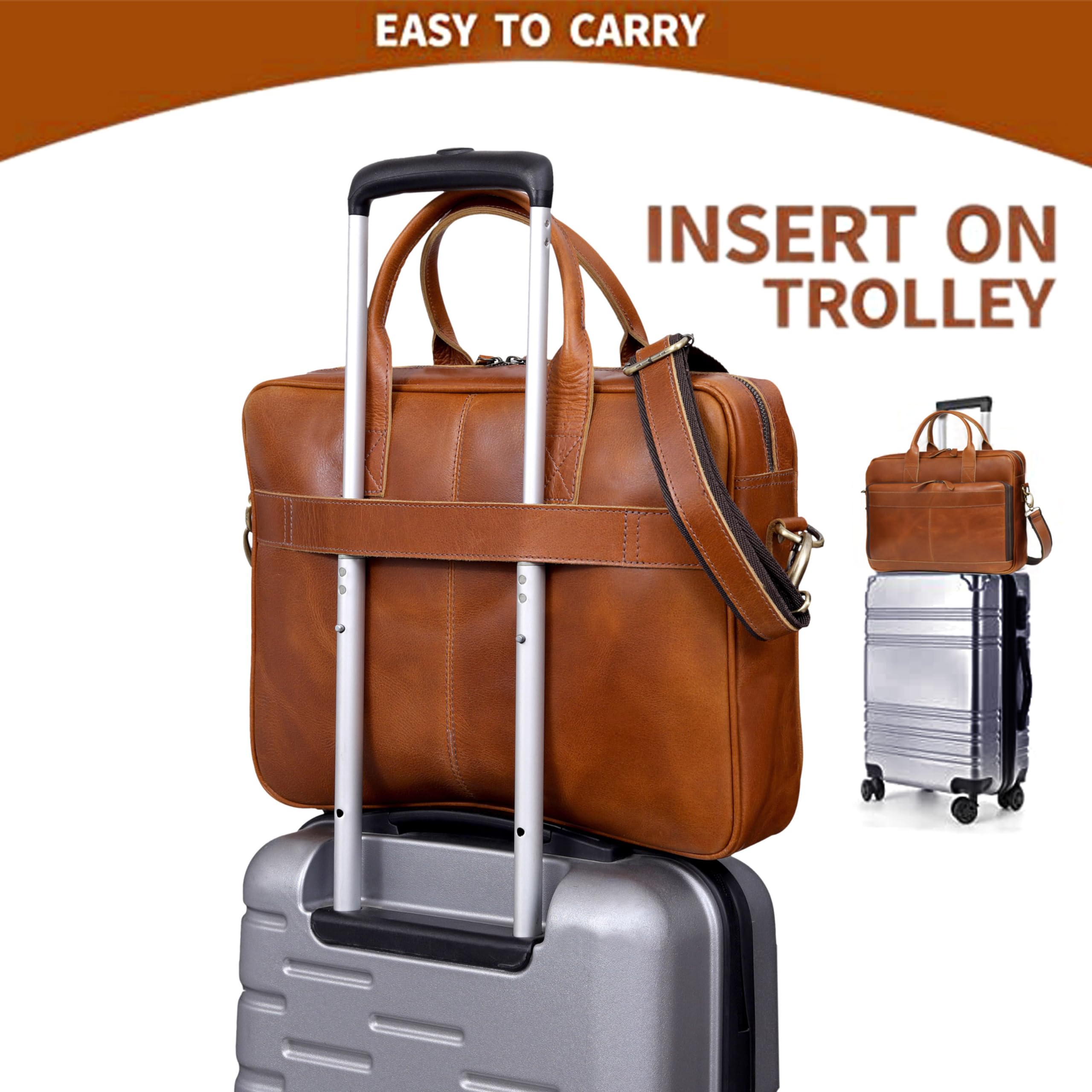 Leather briefcase 18 Inch Laptop Messenger Bags for Men and Women Best Office briefcase Satchel Bag