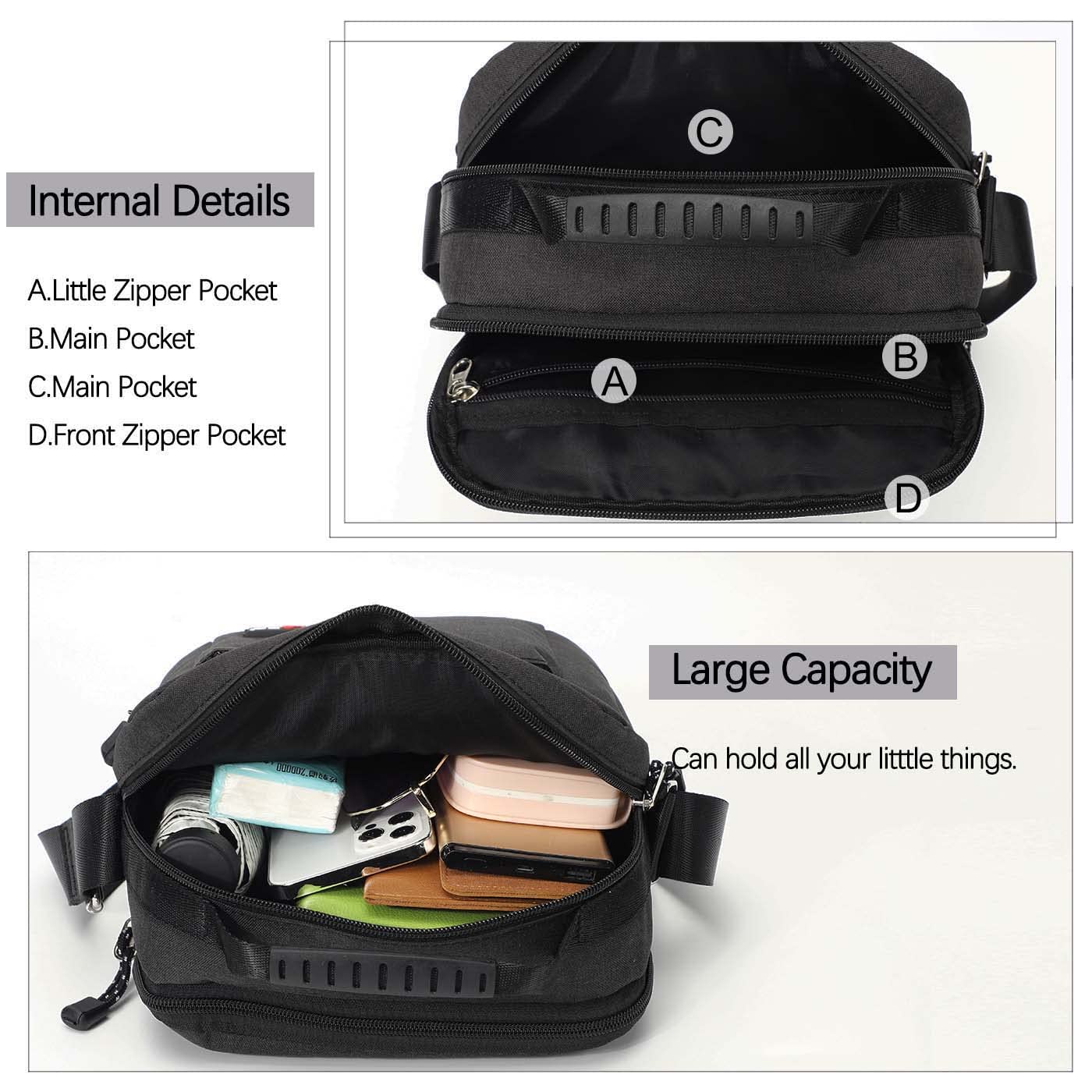 KL928 Men's Messenger Bag - Crossbody Shoulder Bags Travel Bag Man Purse Casual Sling Pack for Work Business